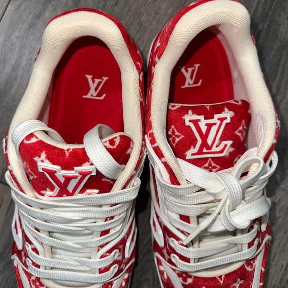 Louis Vuitton | Shoes | Louis Vuitton Trainer Monogram Red Textile ...